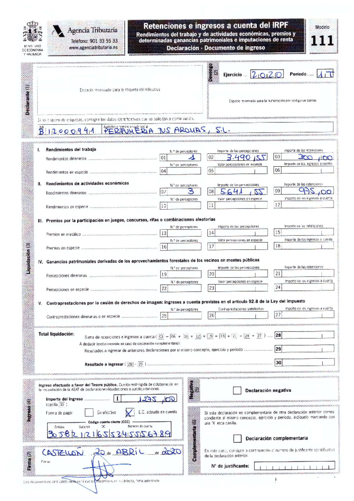 Mod. 111 - Modelos - Contabilidad - UB - Studocu