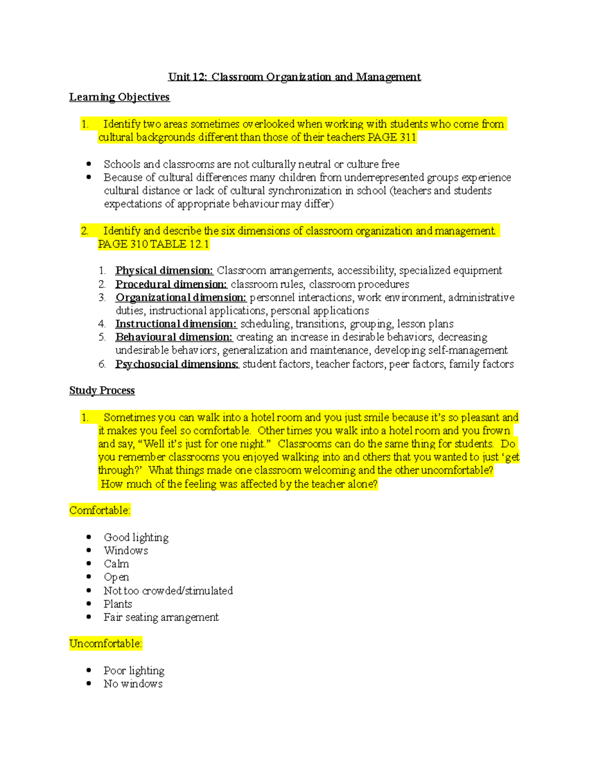 Unit 12 Classroom Organization and Management - Unit 12: Classroom ...