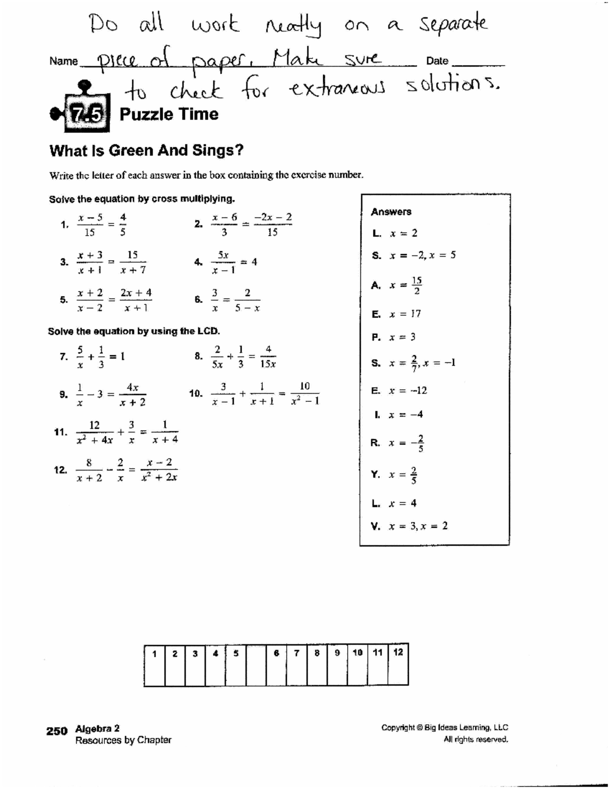 7.5 Puzzle Time blank - good practice for chapter 7.5 - Studocu