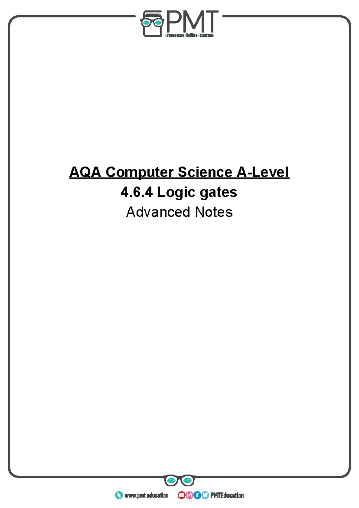 6.4. Logic Gates - Comp sci - AQA Computer Science A-Level 4.6 Logic ...