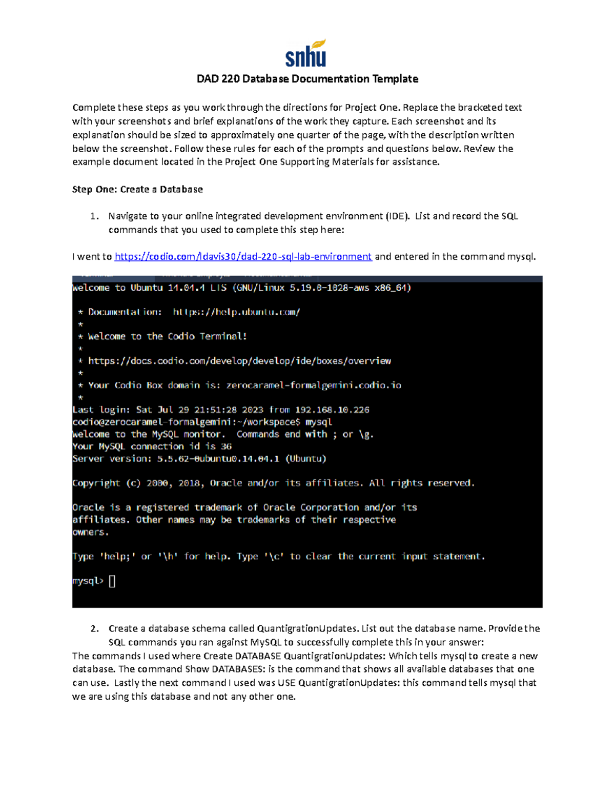 DAD 220 Database Documentation Template by Luke Davis - DAD 220 Database Documentation Template ...