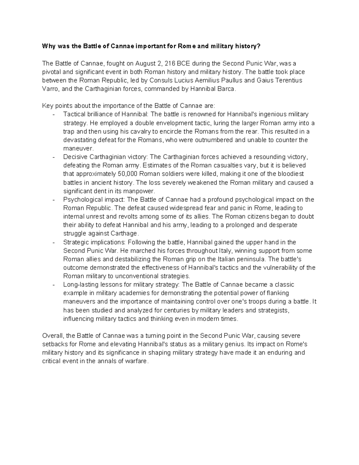Why was the Battle of Cannae important for Rome and military history ...