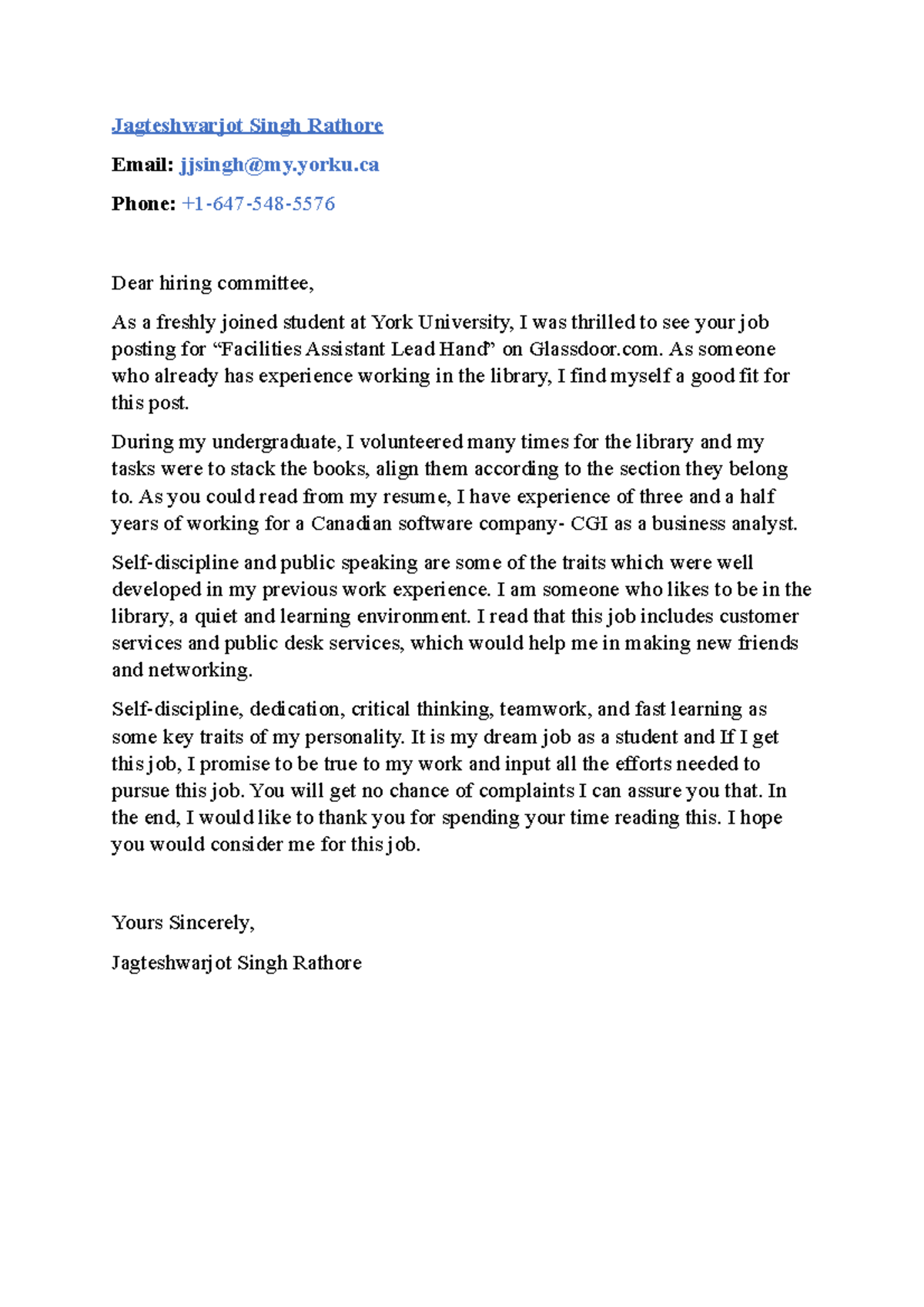 Cover letter - Practical - Jagteshwarjot Singh Rathore Email: jjsingh ...