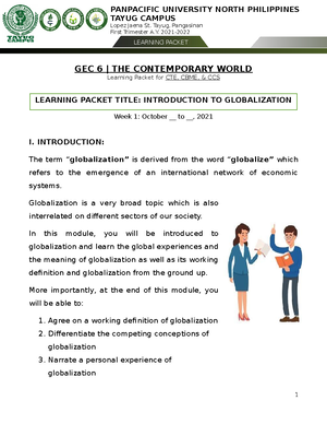 GEC 6 The Contemporary World - Module 3 (A History of World Politics) - GEC 6 | THE CONTEMPORARY ...
