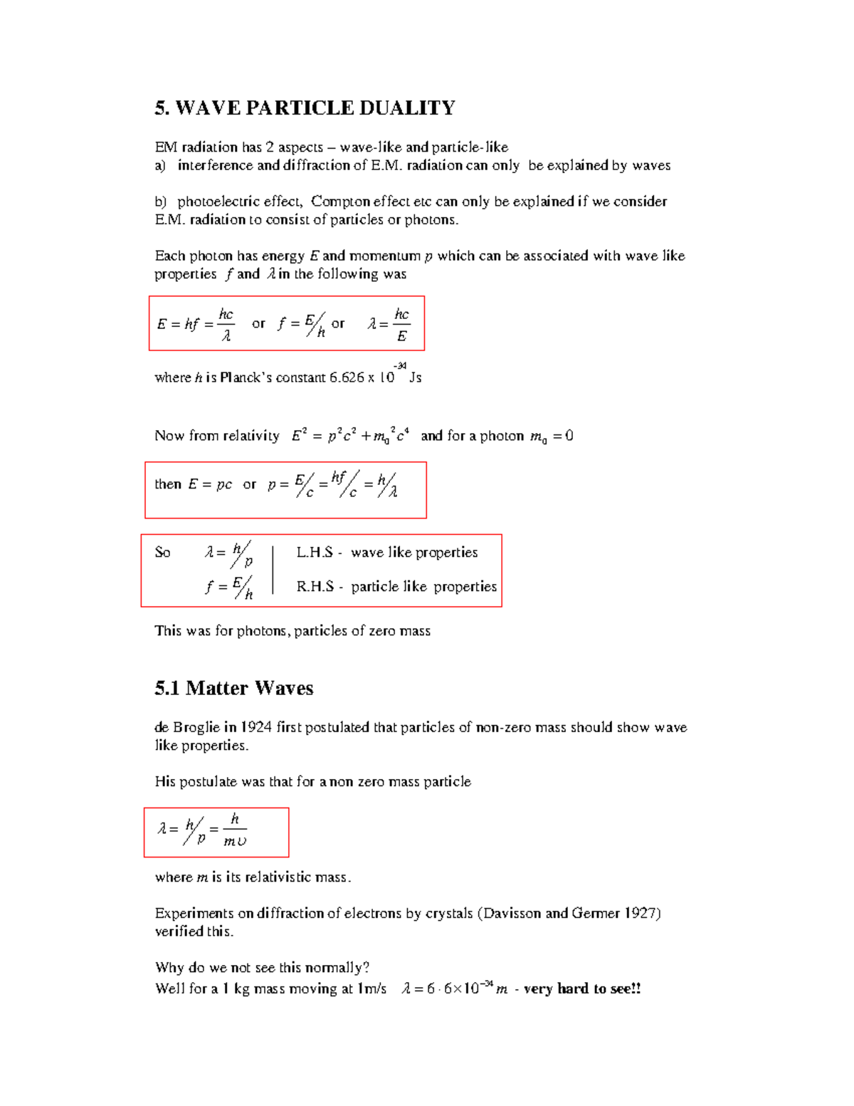 Waves 2 2015 - Summary PHYSICS II - 5. WAVE PARTICLE DUALITY EM ...