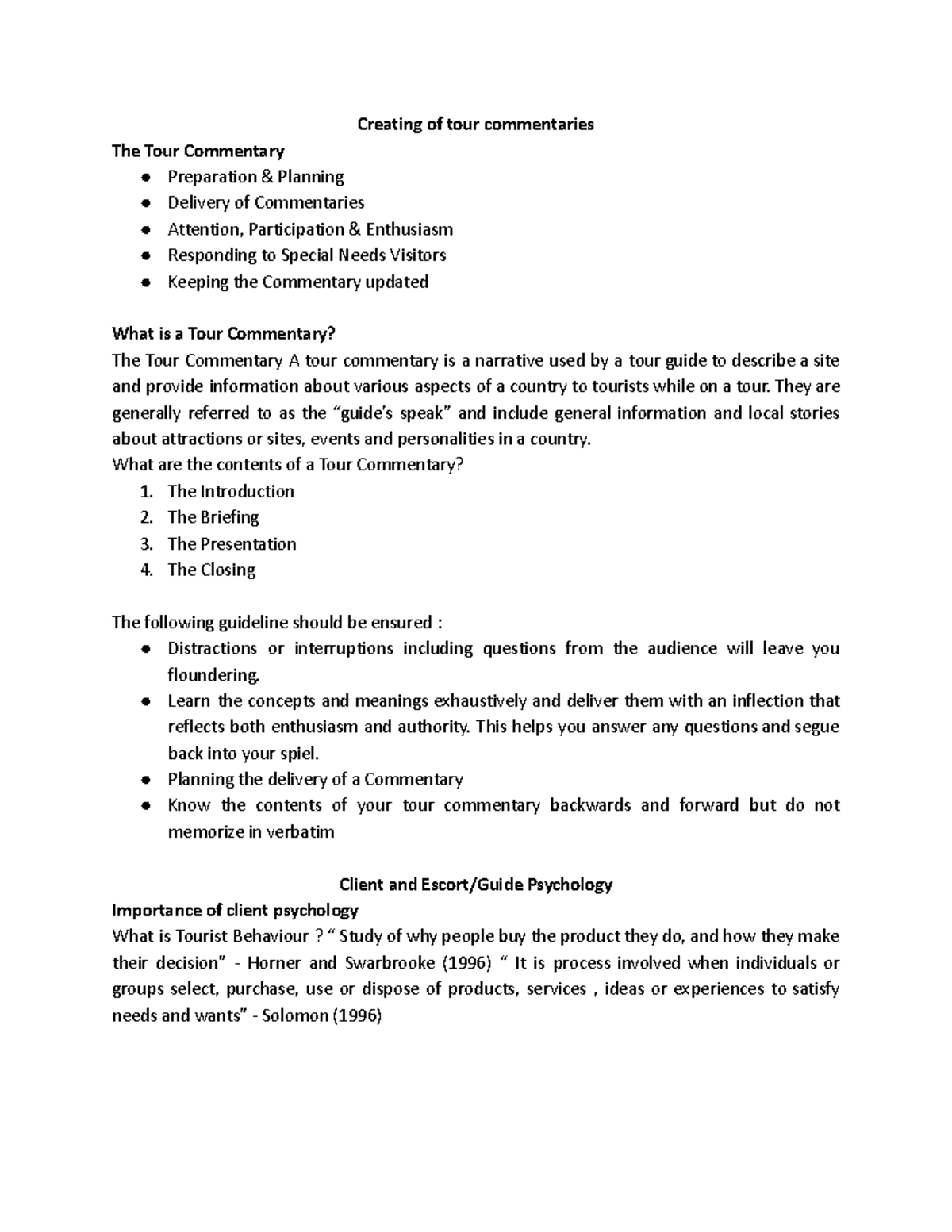 Creating of tour commentaries - They are generally referred to as the ...