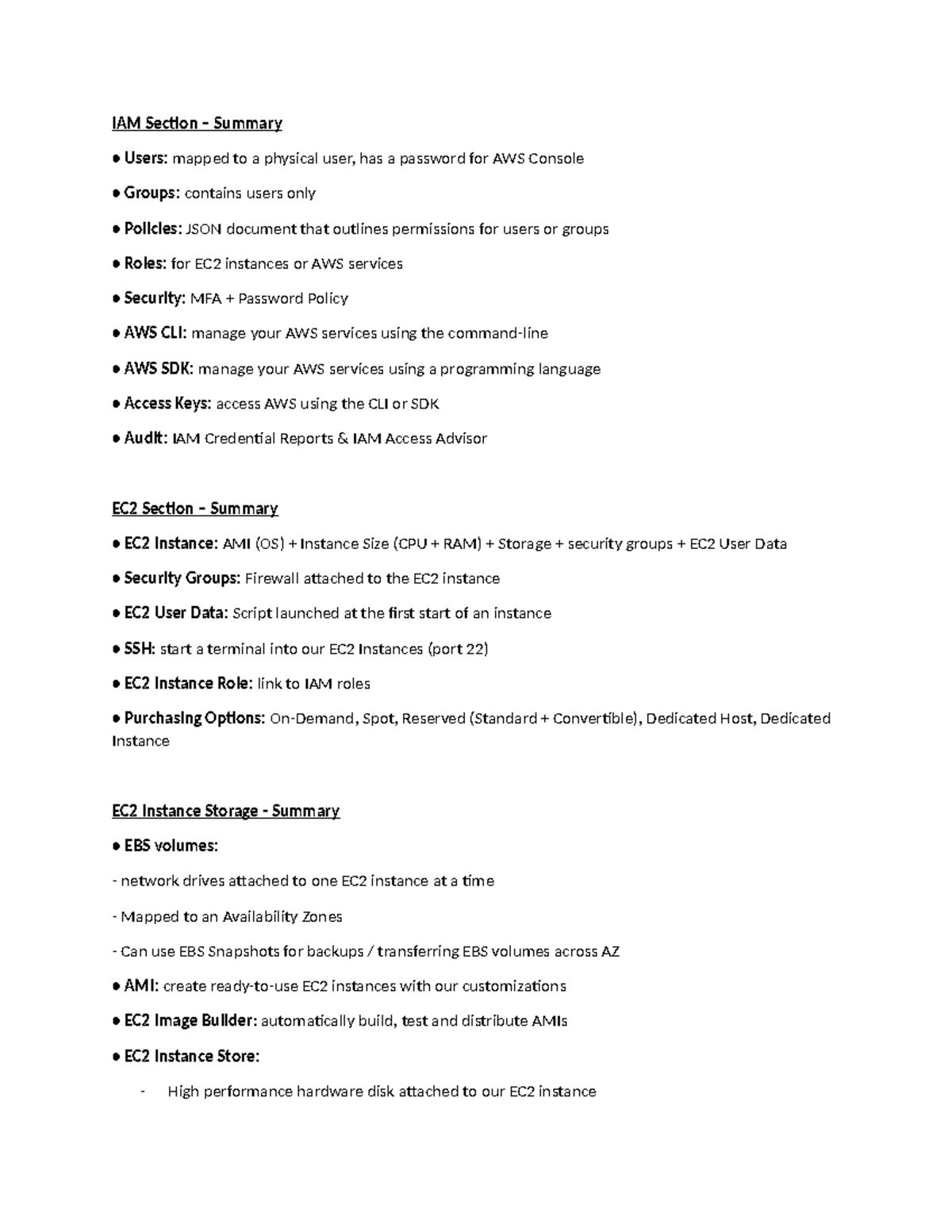 AWS Exam Summary Notes - IAM Section – Summary Users: mapped to a ...