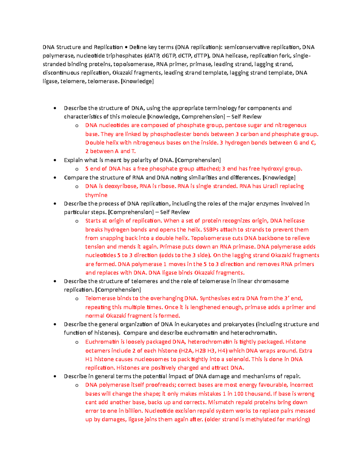 DNA replication Complete - DNA Structure and Replication • Define key ...