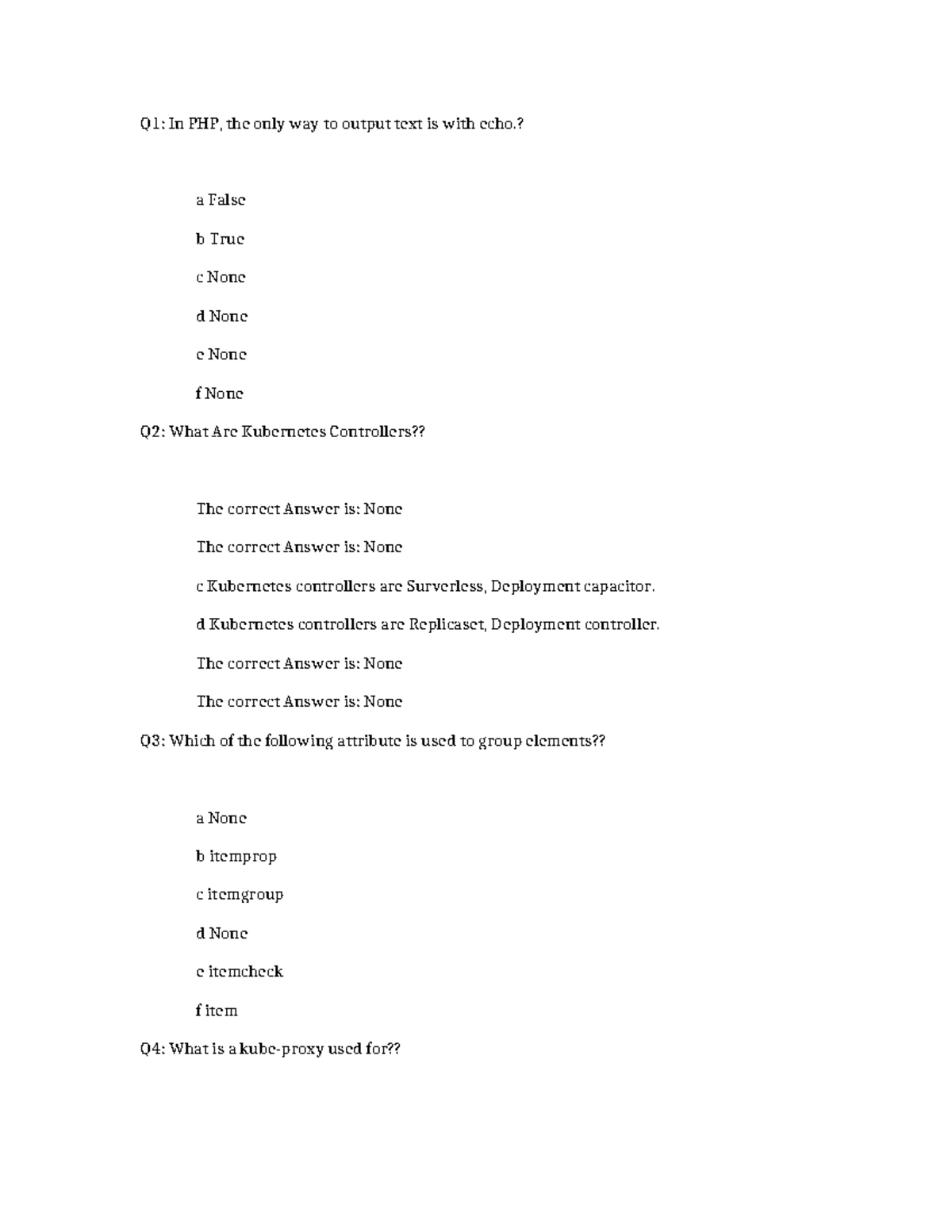 2 Notes for JODH - normal - Q1: In PHP, the only way to output text is ...