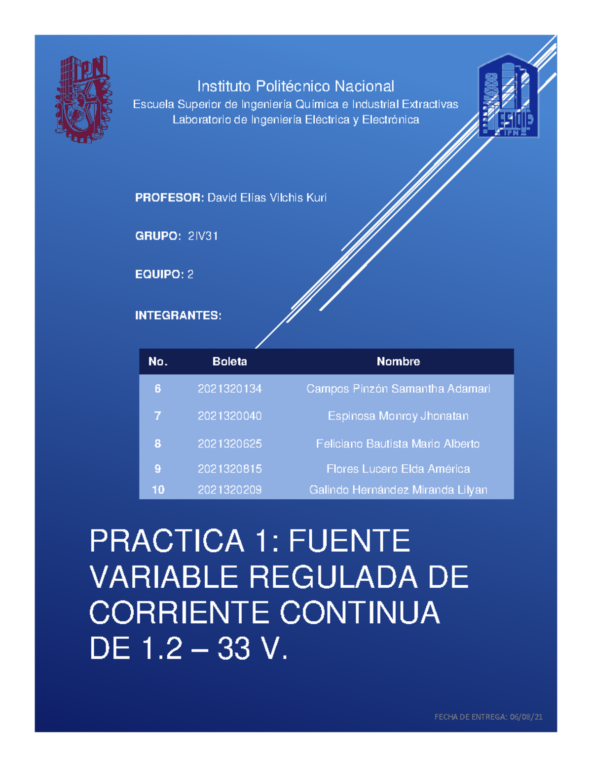 Practica 1 Equipo 2 Fuente variable - Ing. Eléctrica Y Electrónica ...