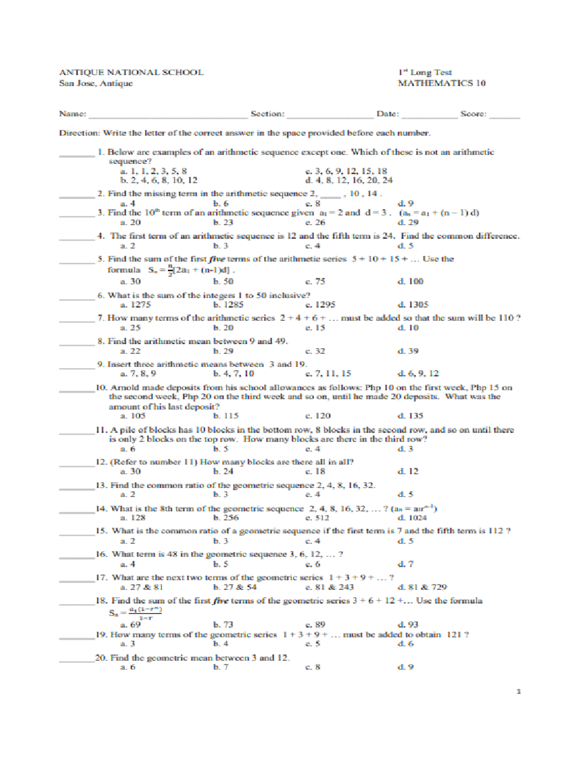 Q1-Long-Test - hatdog - Numerical Methods - Studocu