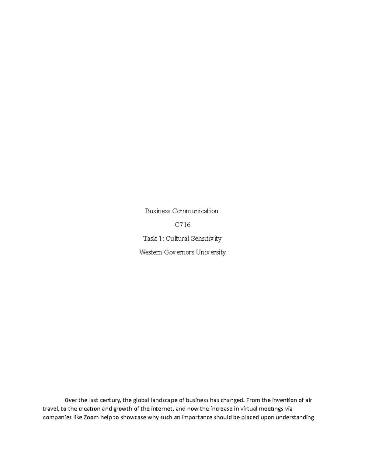 C716 Business Communication 2 - Business Communication C Task 1 ...