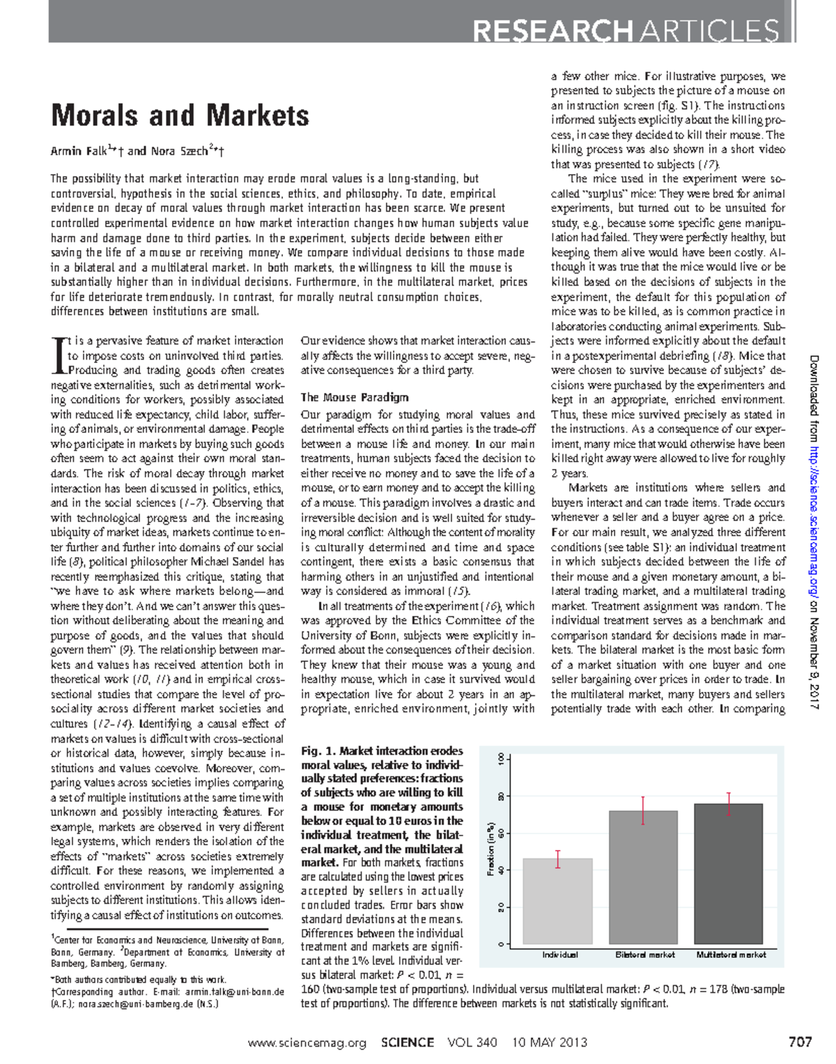 Market Interaction and Moral Values - Studocu
