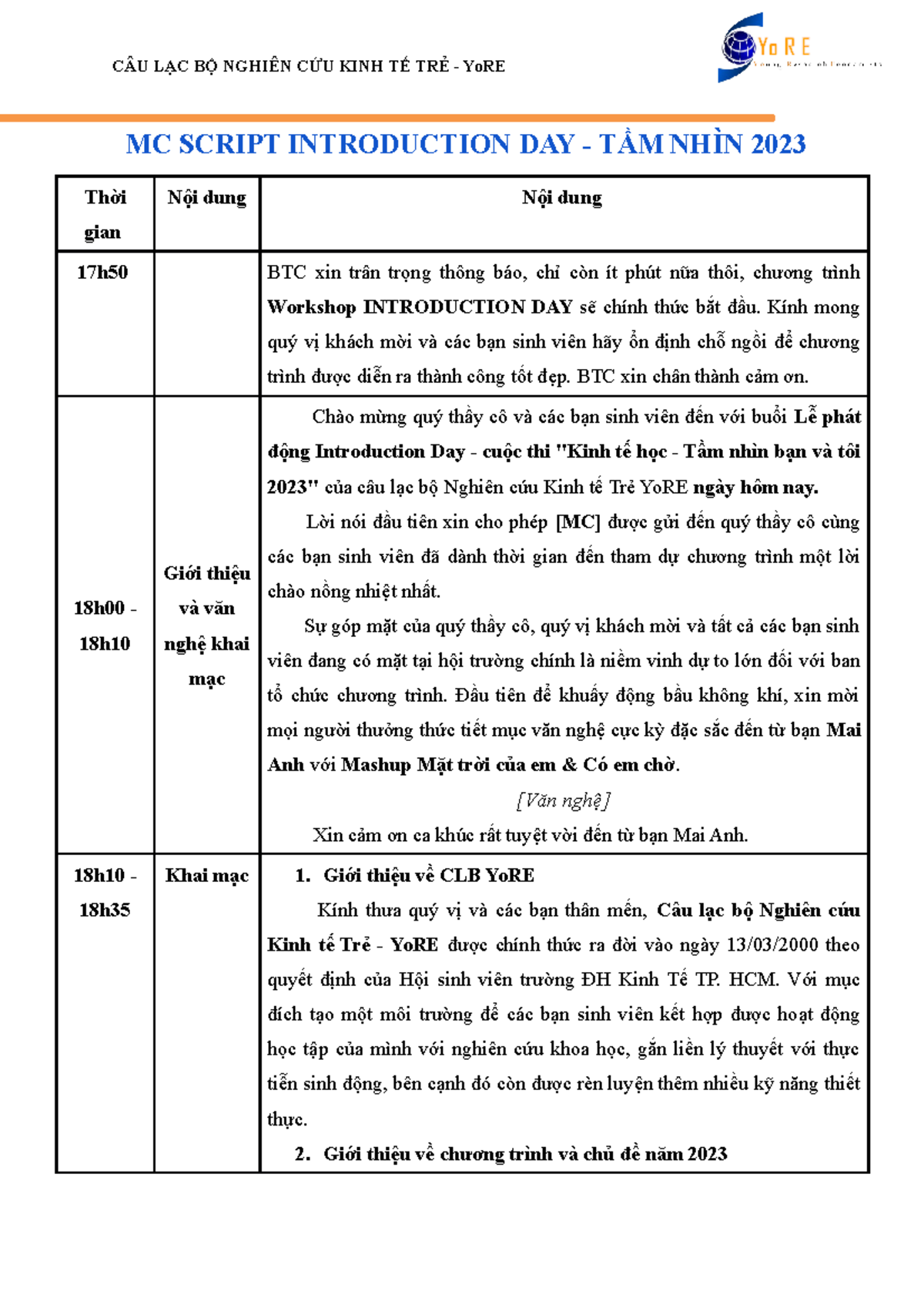 MC Script Introduction DAY TẦM NHÌN 2023 - MC SCRIPT INTRODUCTION DAY ...