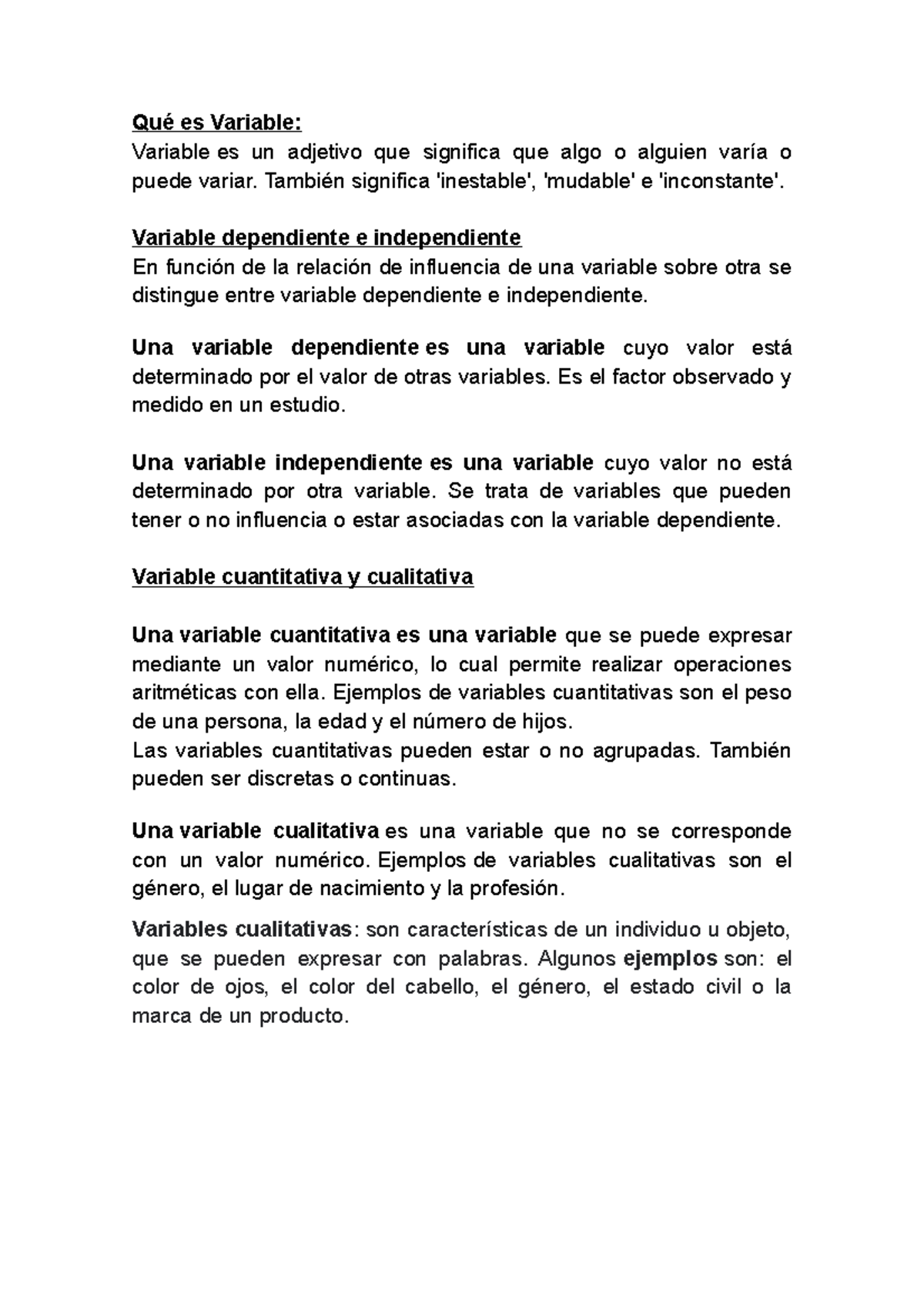 Variables - Qué es Variable: Variable es un adjetivo que significa que ...