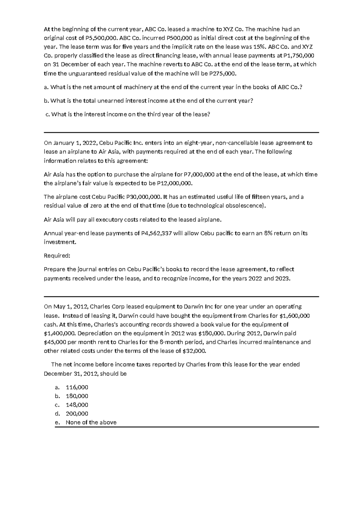 MINI-QUIZ- Lessor - At the beginning of the current year, ABC Co ...