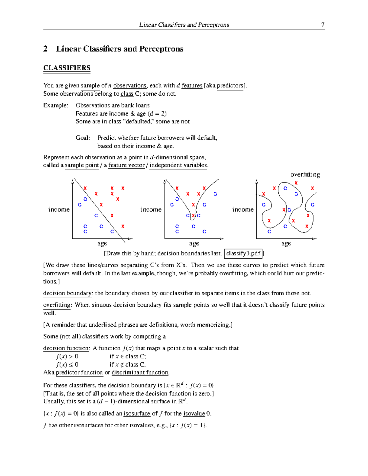 02 - lecture note 02 - Linear Classifiers and Perceptrons 7 2 Linear Classifiers and Perceptrons ...