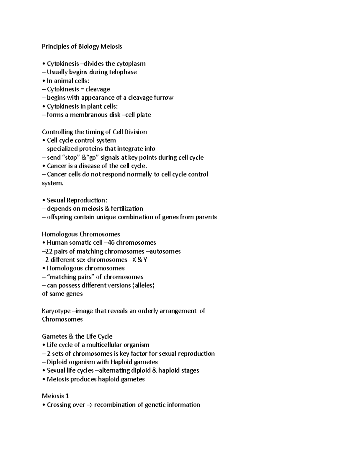 Principles of Biology Meiosis - Principles of Biology Meiosis ...