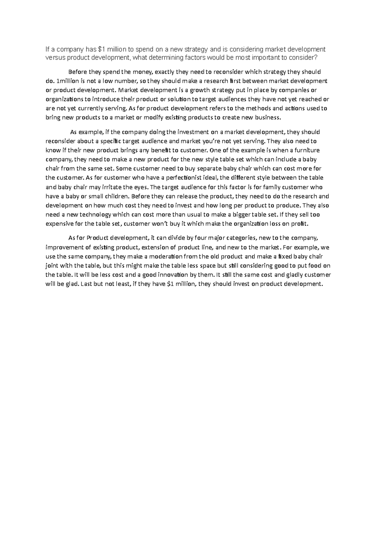 If a company has - CAse study - If a company has $1 million to spend on ...