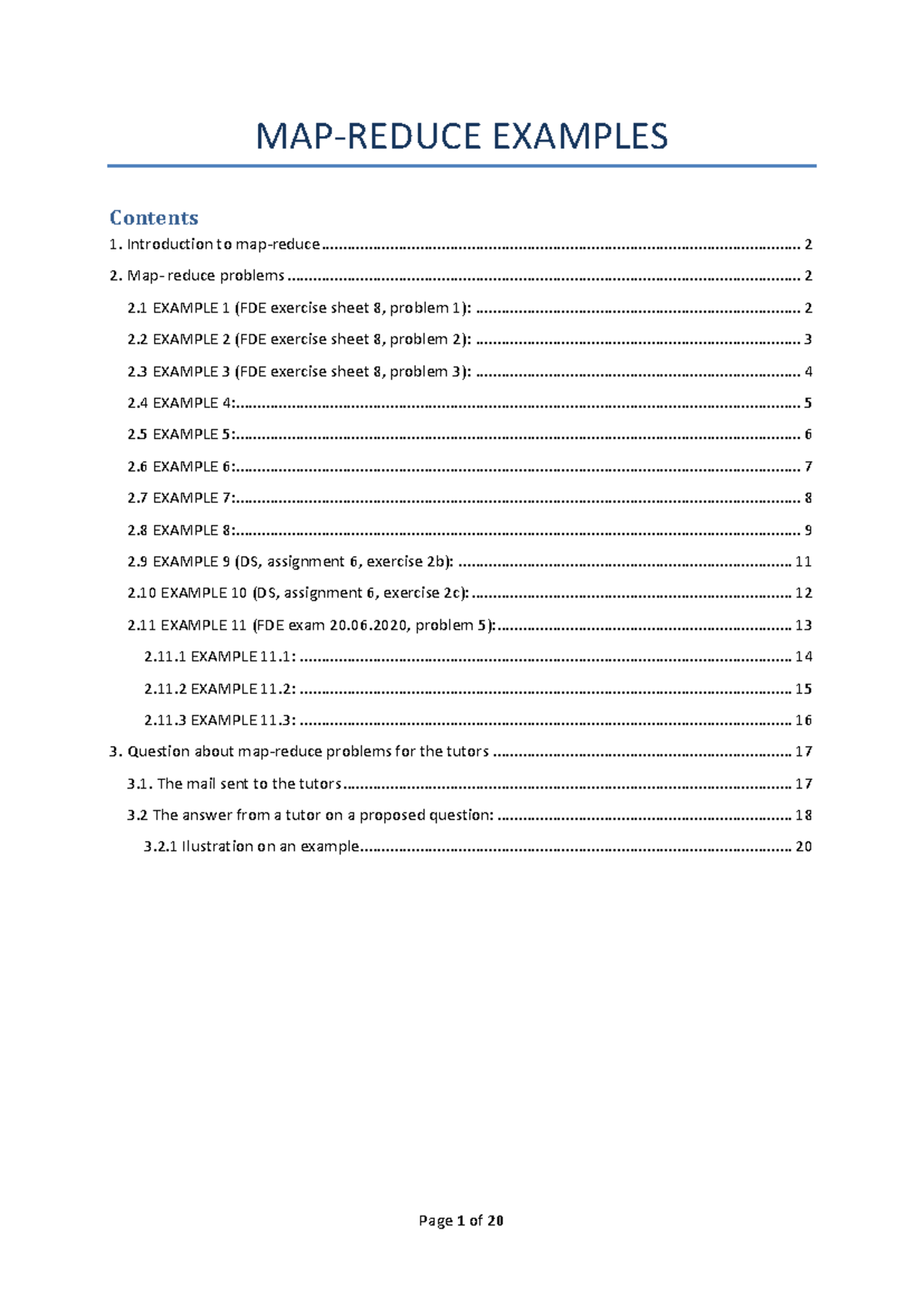 Map reduce - MAP-REDUCE EXAMPLES Introduction to map-reduce Contents Map- reduce problems 2 ...