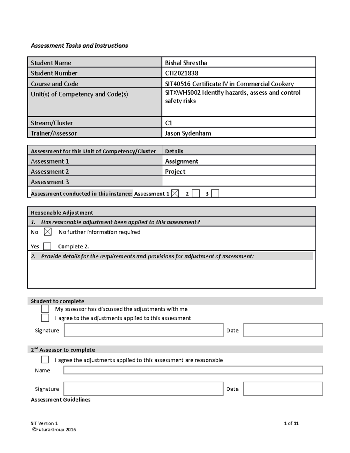 Sitxwhs 002 CTI2021838 Assessment 1 -Submission 1 - Assessment Tasks ...
