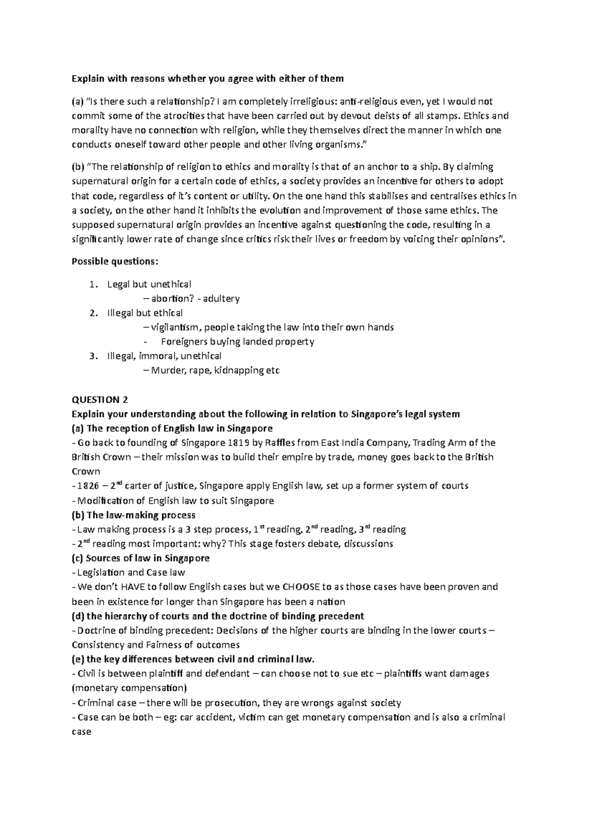 Tutorial 1 - Explain with reasons whether you agree with either of them ...