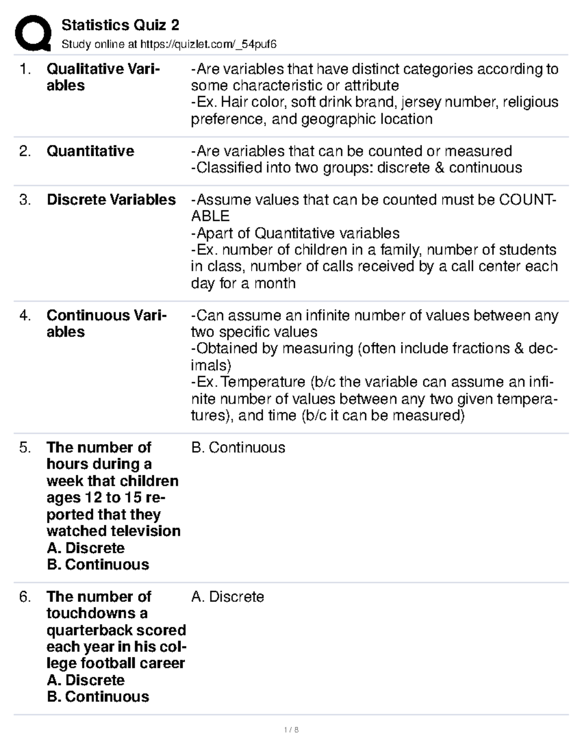 STS NOIR= Quali- Quanti - Study online at quizlet/_54puf Qualitative ...