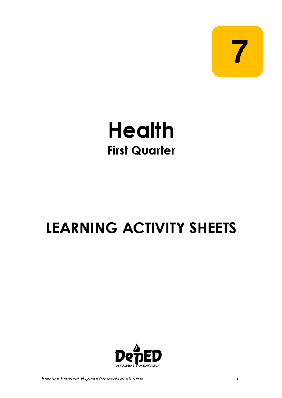 Grade 7 Health LAS (Edited) - Practice Personal Hygiene Protocols at ...