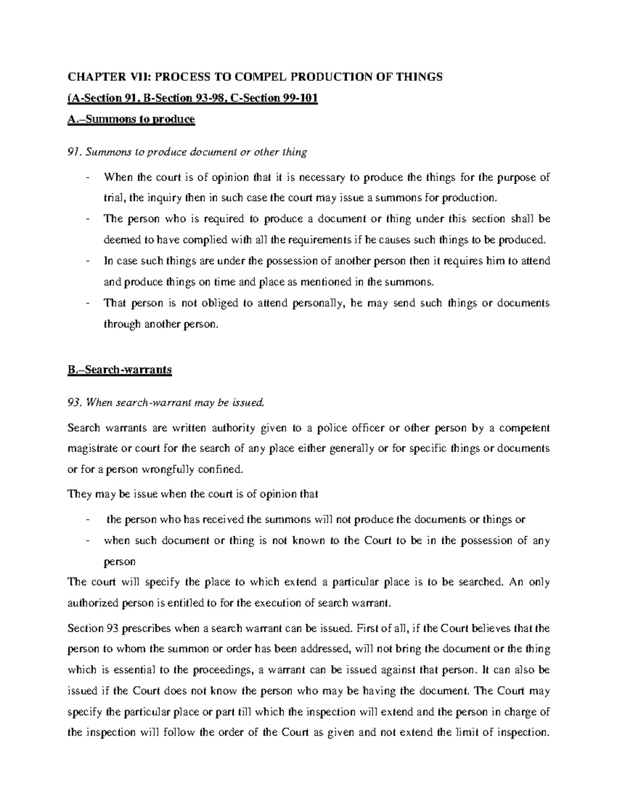 Chap VII Compel production of things - CHAPTER VII: PROCESS TO COMPEL ...