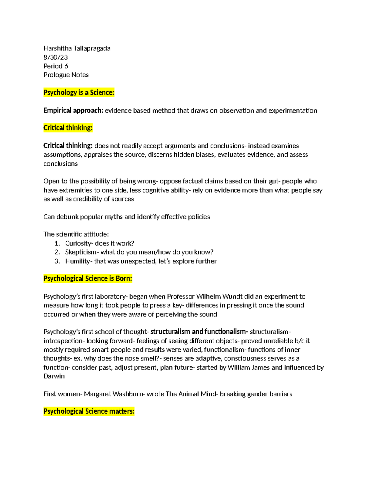 Prolouge notes - Harshitha Tallapragada 8/30/ Period 6 Prologue Notes ...