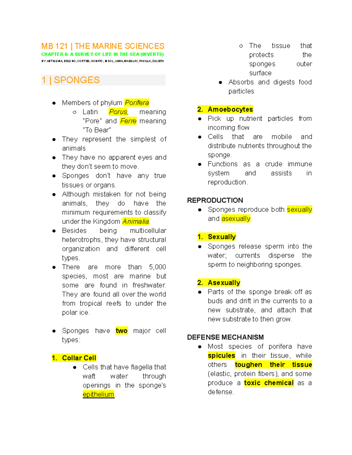 BIO 35 Unit 2 Chapter 6 - MB 121 | THE MARINE SCIENCES CHAPTER 6: A ...