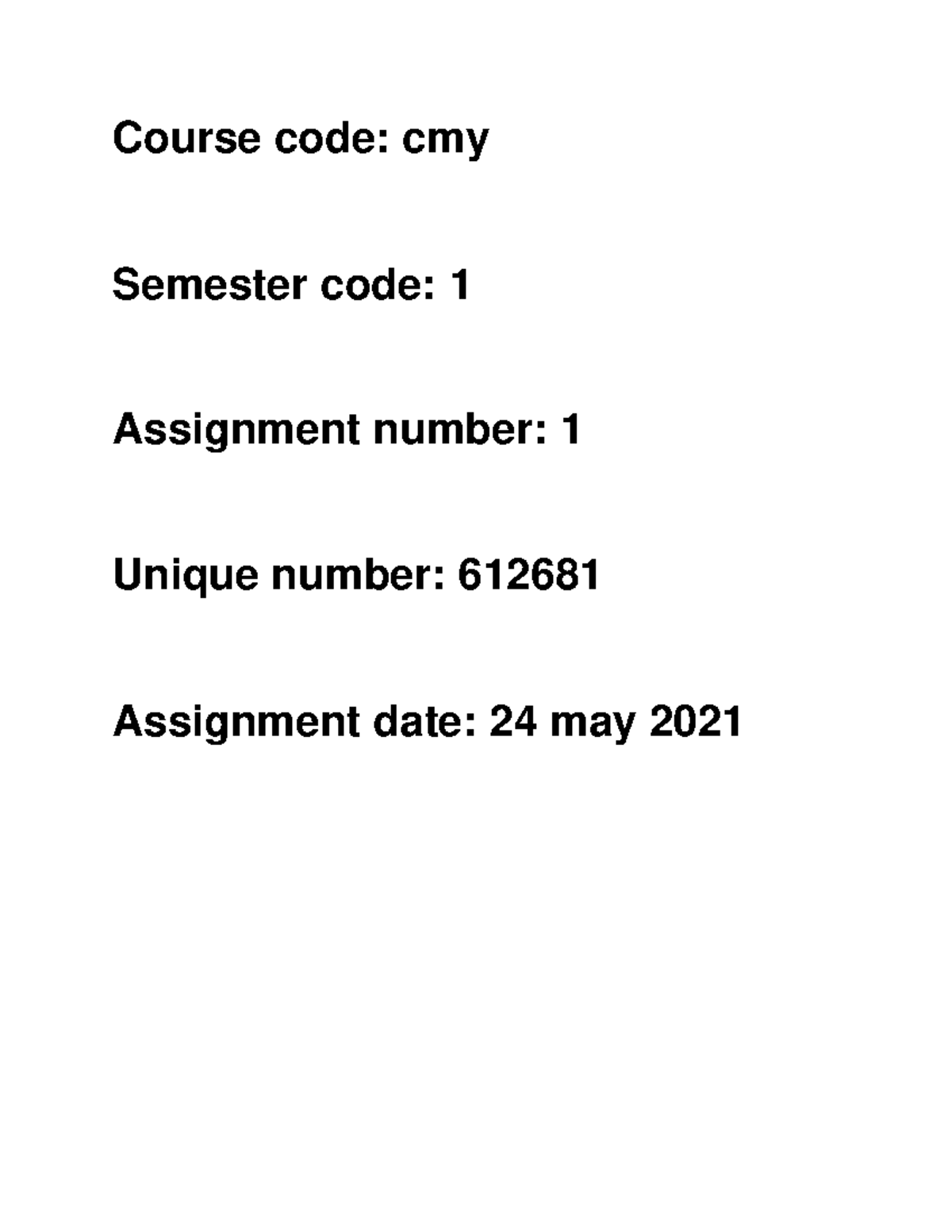 introduction to research methodology - Course code: cmy Semester code ...