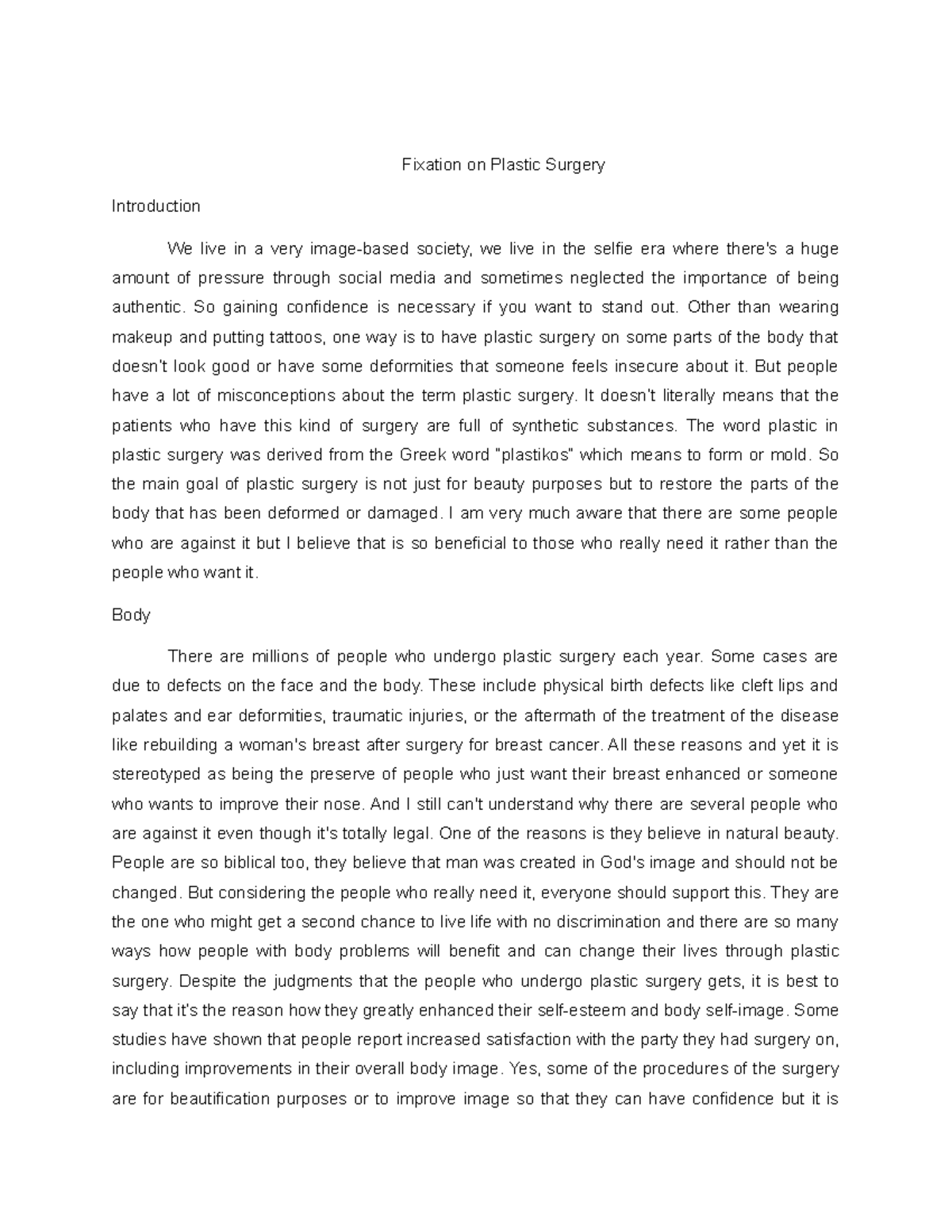 Fixation ON Plastic Surgery - Fixation on Plastic Surgery Introduction ...