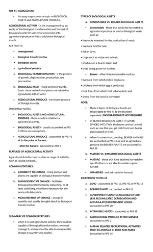 PAS 41 Agriculture - ACTIVITY – PAS 41 AGRICULTURE Question 1 PAS 41 is ...