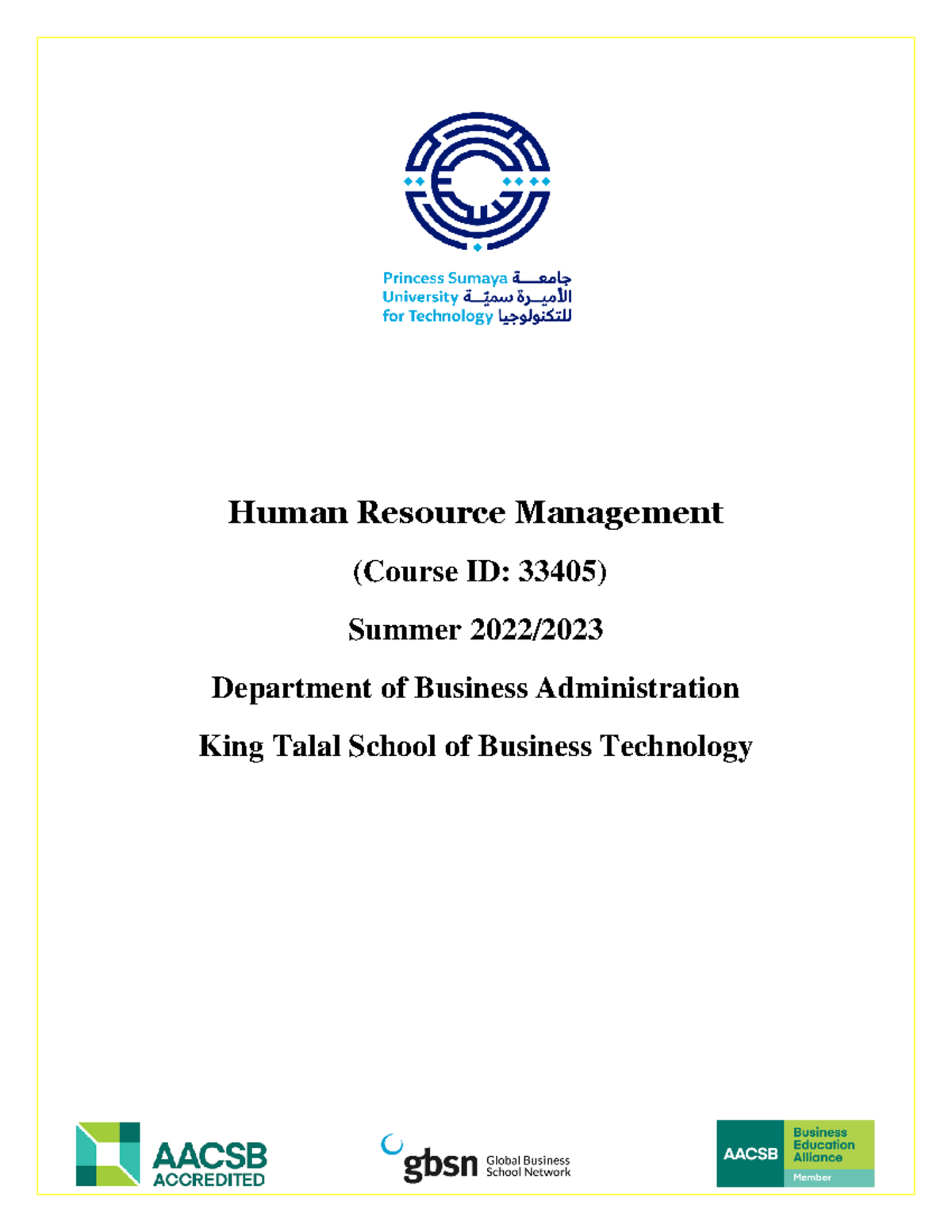 33405 1 593 23255 2 - Fhvvfhh - Human Resource Management (Course ID ...