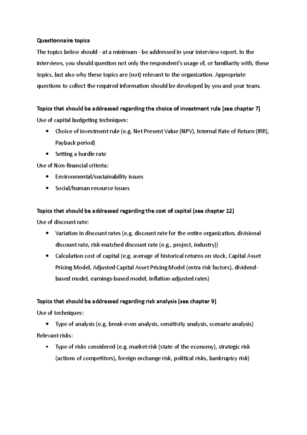 Questionnaire topics 2019-2020 - Questionnaire topics The topics below ...