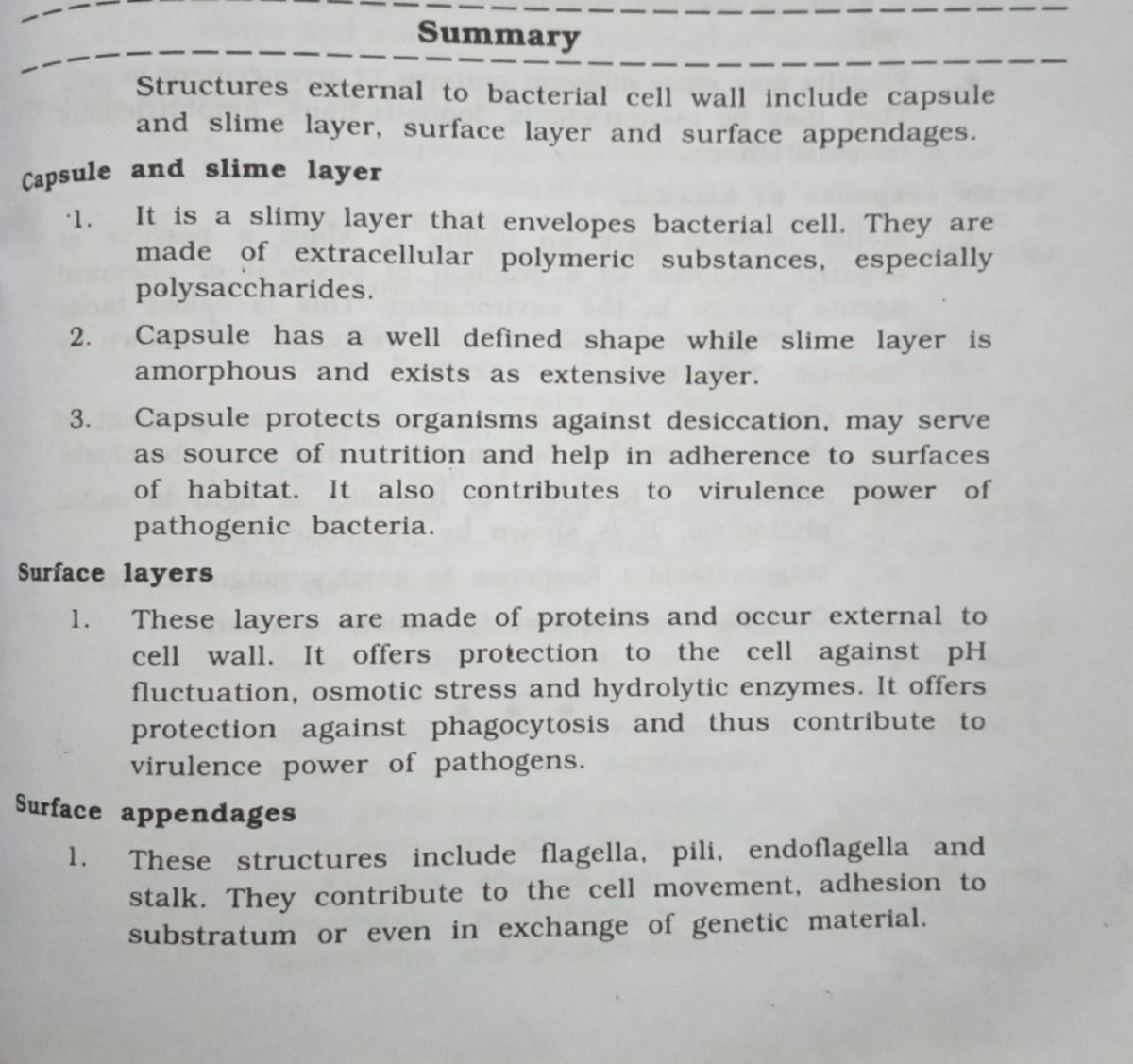 Summary of cell wall - Summary - Structures external to bacterial cell ...