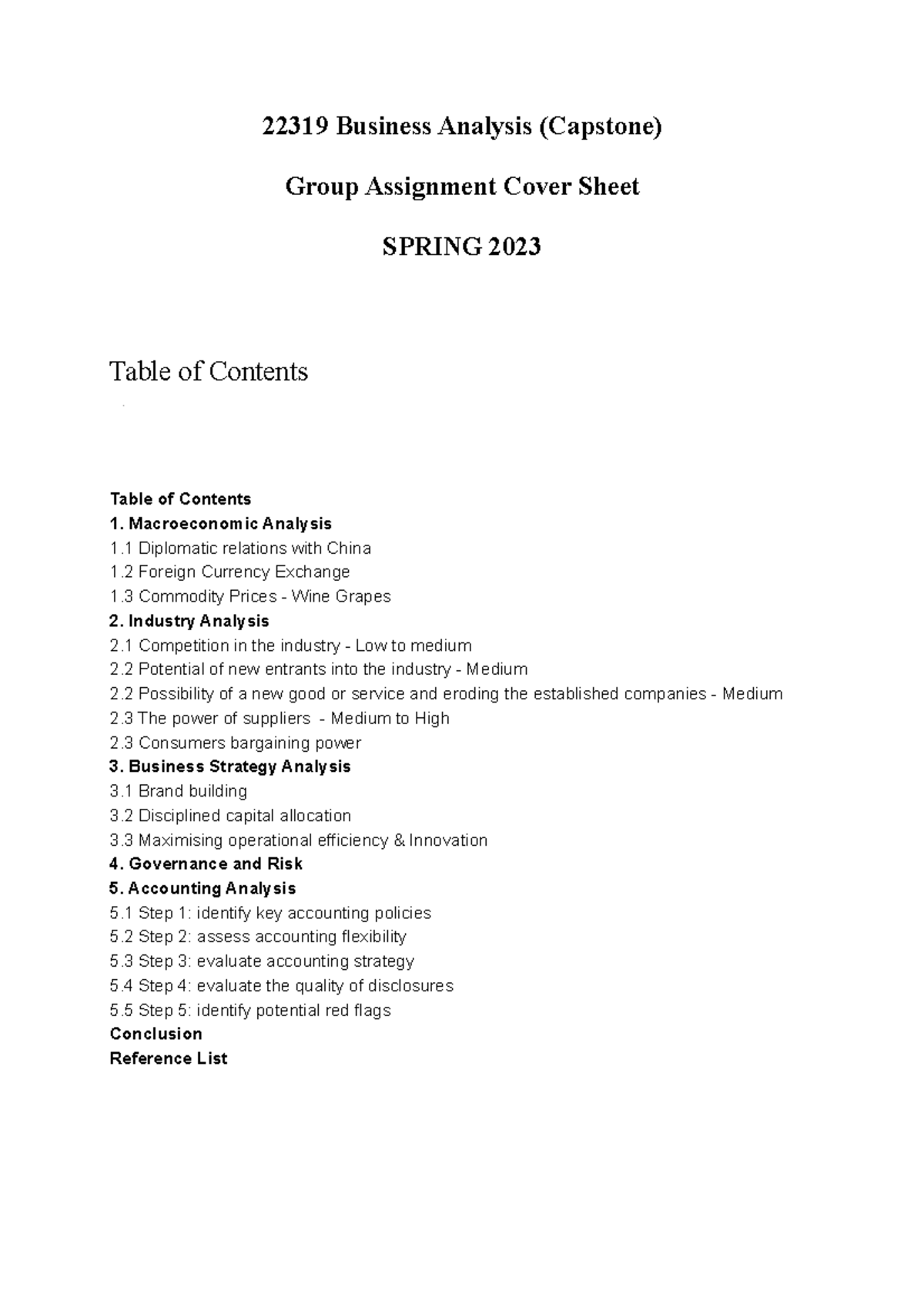 TWE Capstone - Group assessment - 22319 Business Analysis (Capstone ...