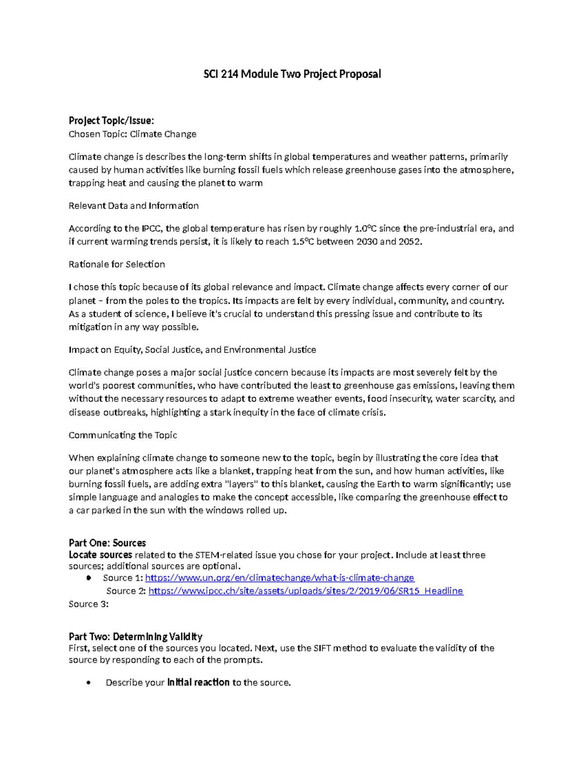 SCI 214 Module Two Project Proposal - SCI 214 Module Two Project ...