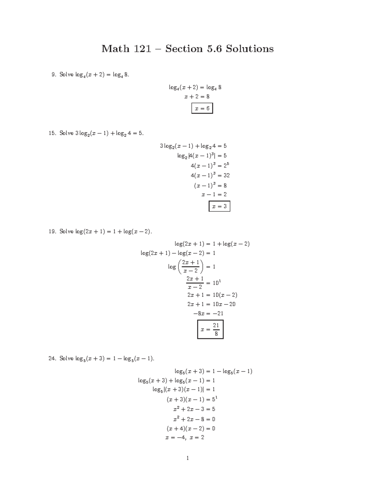 Math 121 –Homework Solutions 5.6 - Math 121 Section 5 Solutions 9 ...