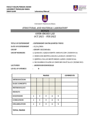 Three Hinged Arch_LAB REPORT - Structures And Materials Laboratory ...