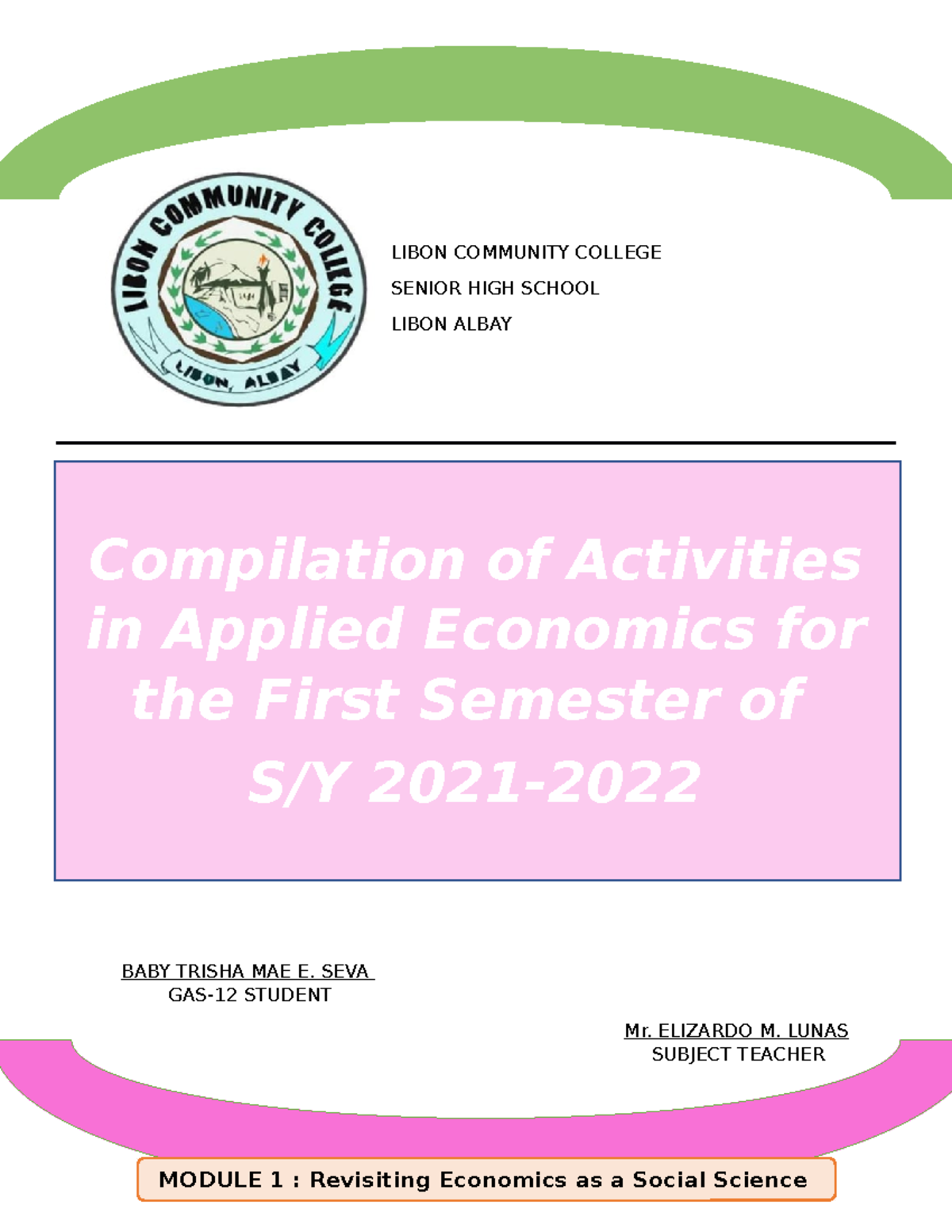 Applied Economics Compilation 12 - LIBON COMMUNITY COLLEGE SENIOR HIGH ...
