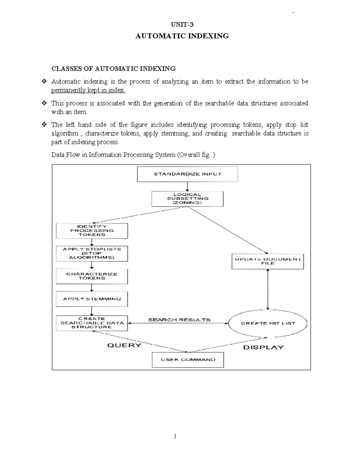 Automatic Indexing 3 1 Unit Automatic Indexing Classes Of Automatic Indexing Automatic