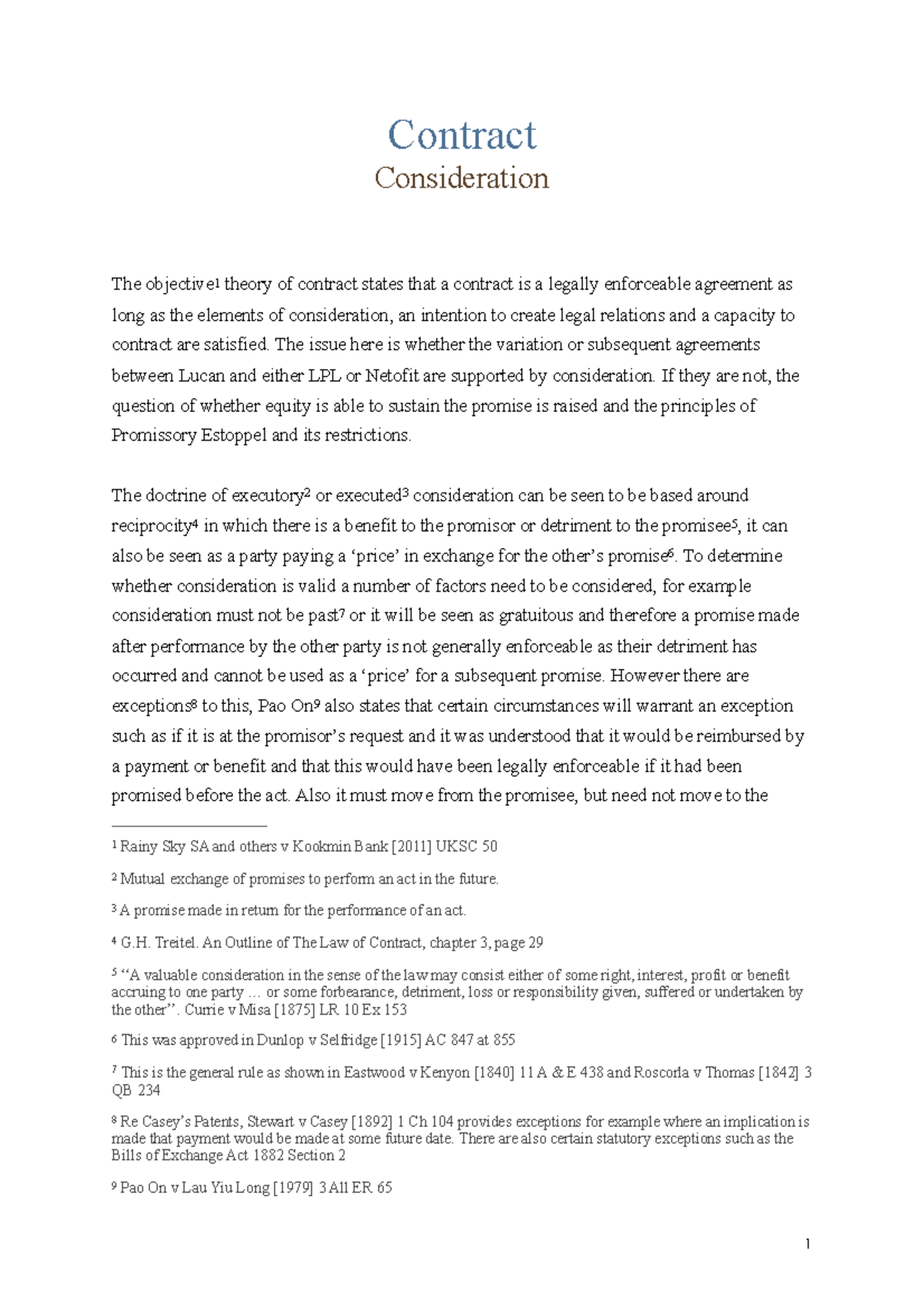 Contract Assessment III Consideration copy - Contract Consideration The ...