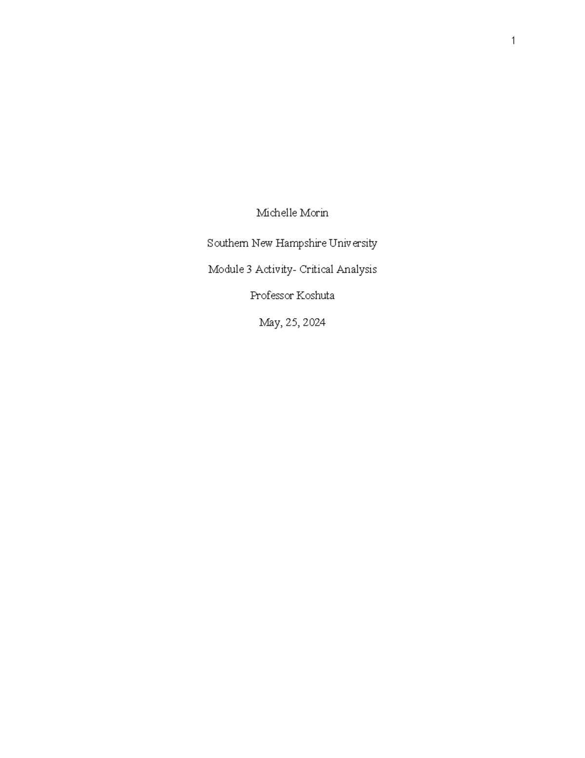 IDS 402 Module 3 - Michelle Morin Southern New Hampshire University ...