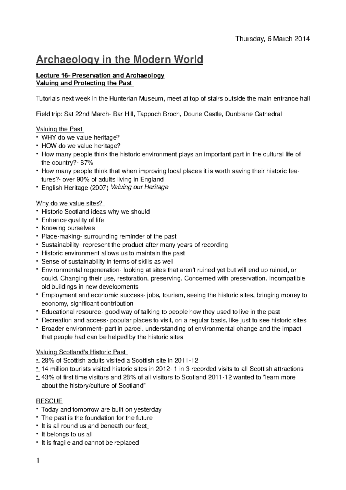 Archaeology Lecture 16 - Archaeology in the Modern World Lecture 16 ...