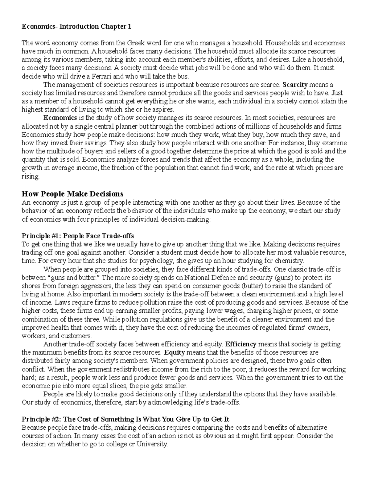 Chapter 1- Introduction copy - Economics- Introduction Chapter 1 The ...