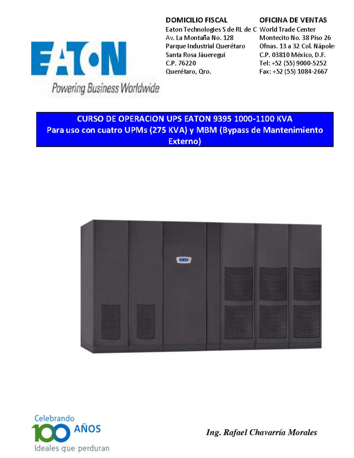 Curso de Operacion 9395-1100 - DOMICILIO FISCAL Eaton Technologies S de ...