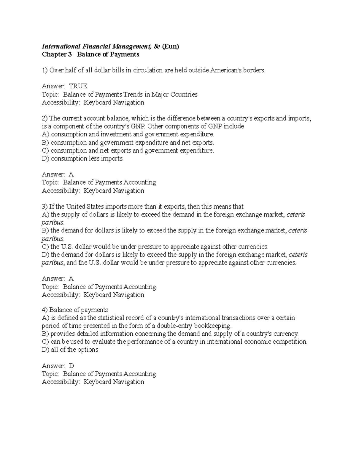 Eun8e chapter 03 tb answerkey - International Financial Management, 8e ...