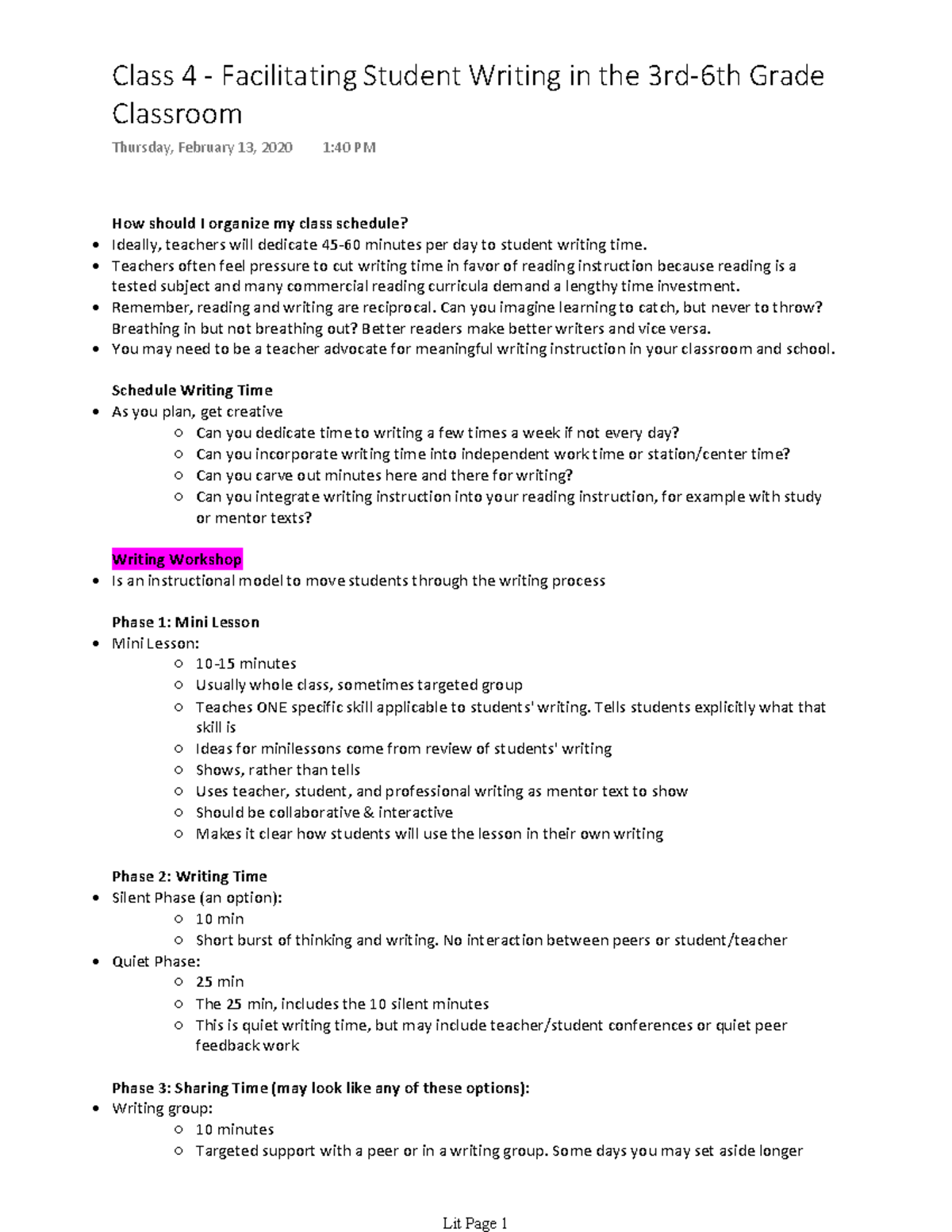 Class 4 - Facilitating Student Writing in the 3rd-6th Grade Classroom ...